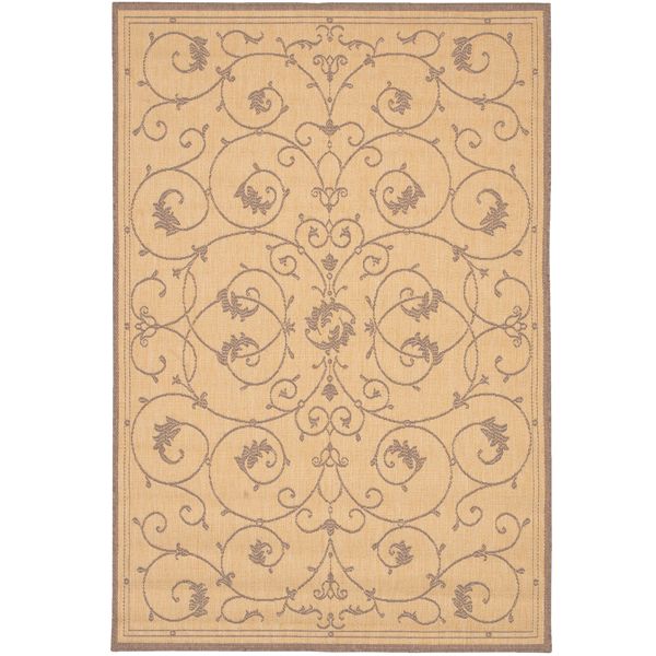 Cocoa and Natural Scroll Outdoor Rugs - Home Infatuation.
