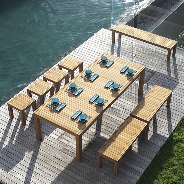 Royal Botania, Ixit, teak, table, stool, dining, outdoor ...